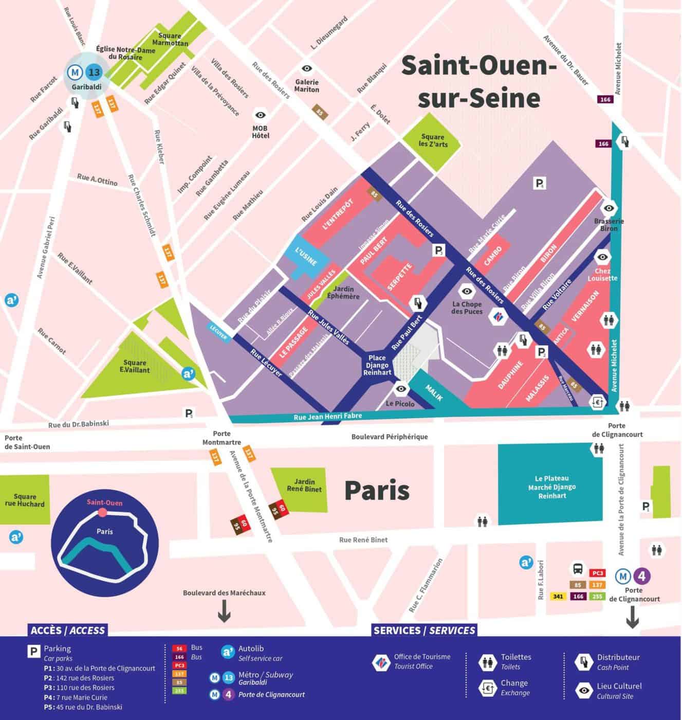 Les Puces de Paris Saint-Ouen - Plan des Puces détaillé