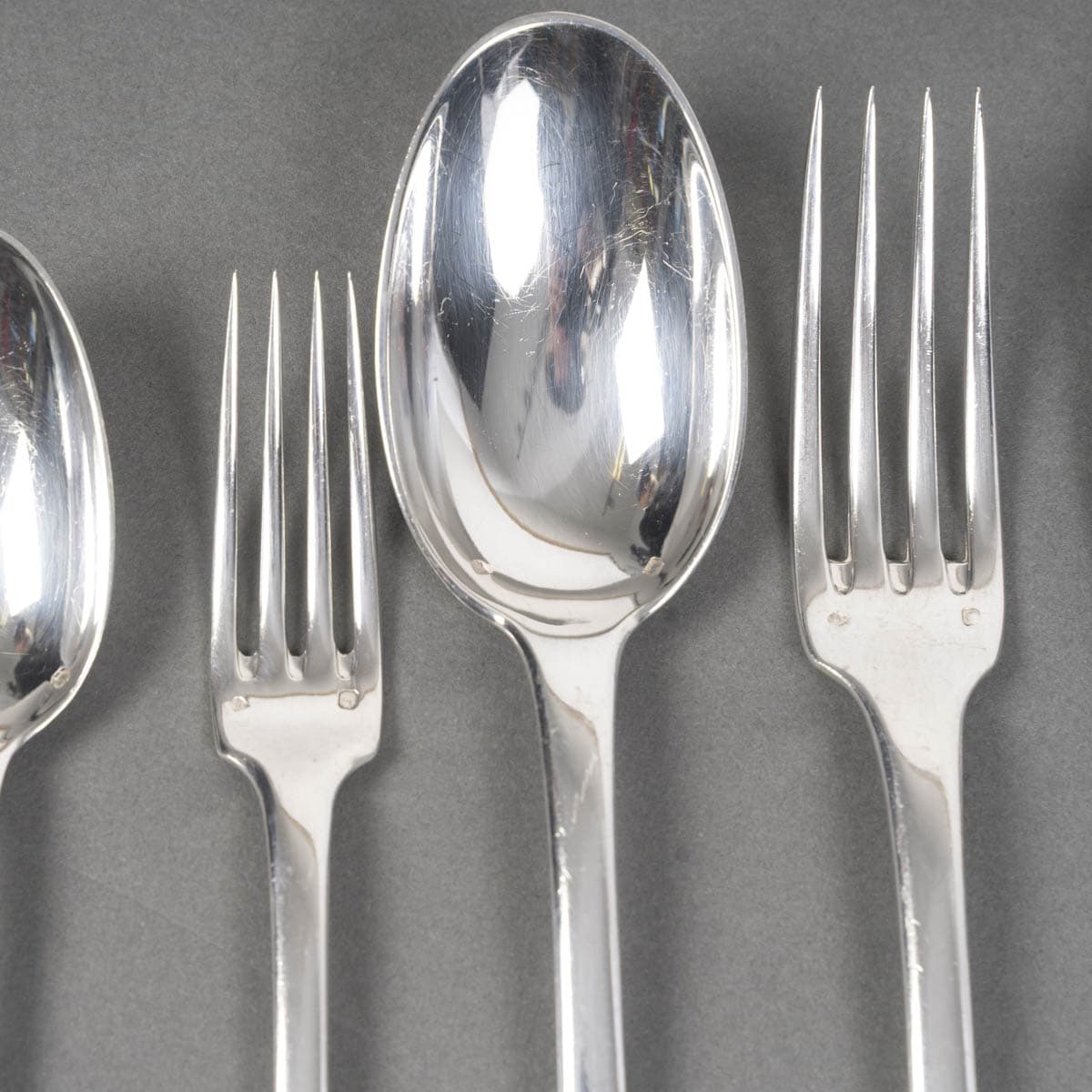 JEAN E. PUIFORCAT 106-PIECE SOLID SILVER FLATWARE SET, COLBERT MODEL ...