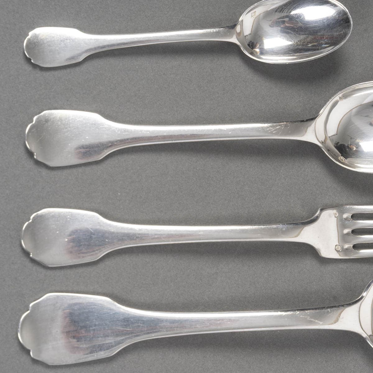 JEAN E. PUIFORCAT 106-PIECE SOLID SILVER FLATWARE SET, COLBERT MODEL ...