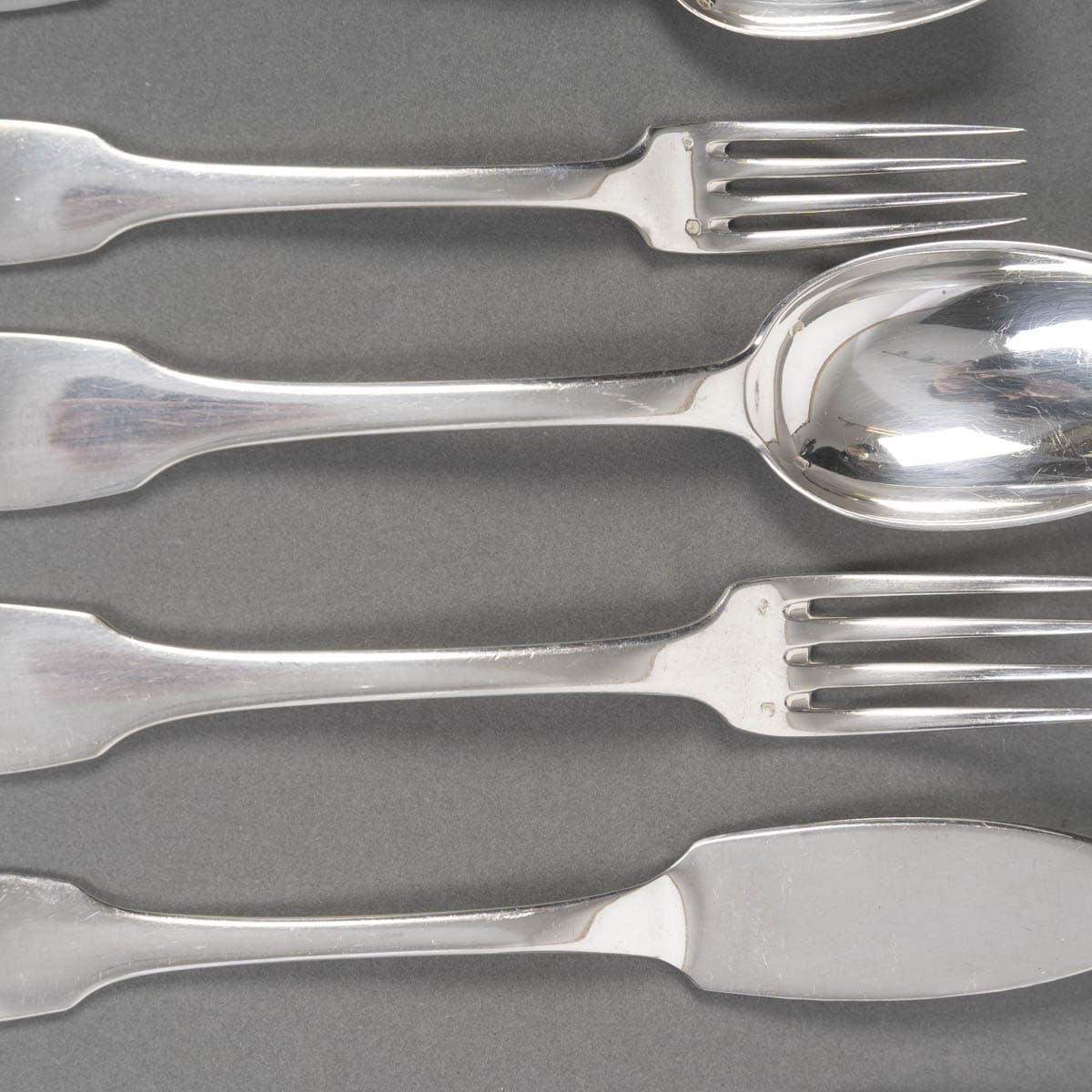 JEAN E. PUIFORCAT 106-PIECE SOLID SILVER FLATWARE SET, COLBERT MODEL ...