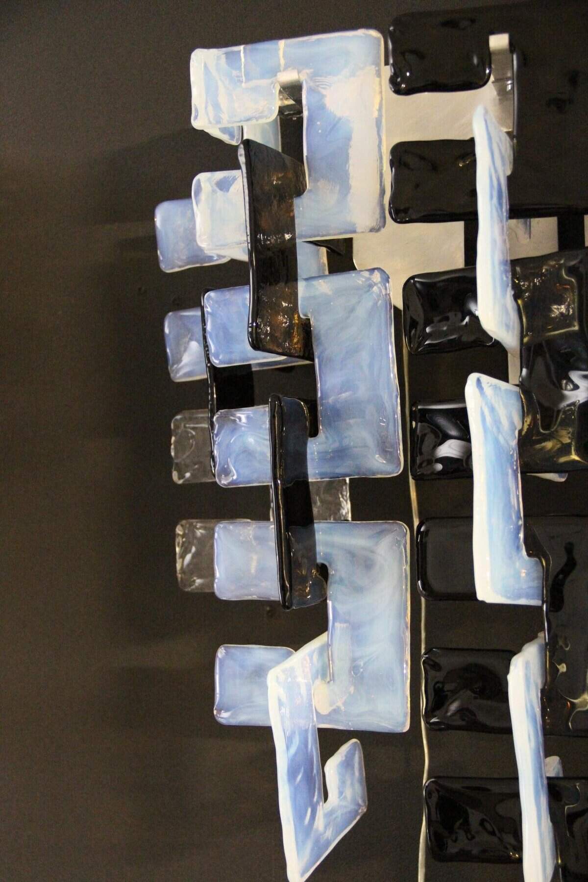 Pair of Carlo Nason modern wall sconces in black, iridescent Murano ...